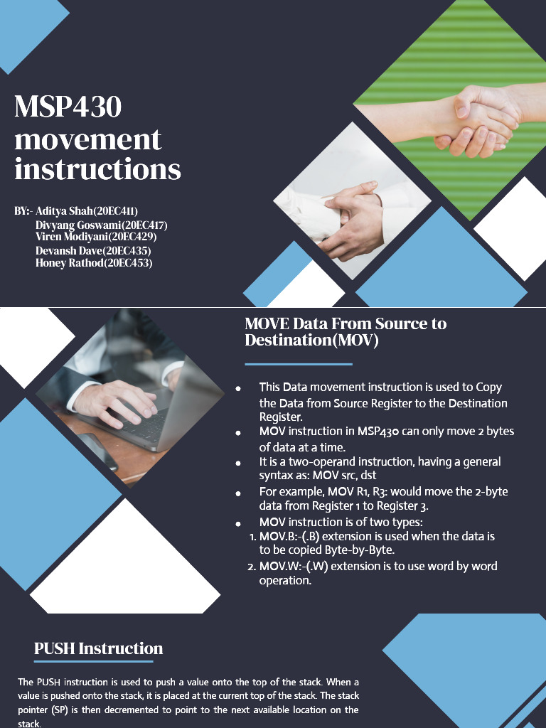 Msp430 Movement Instructions | PDF
