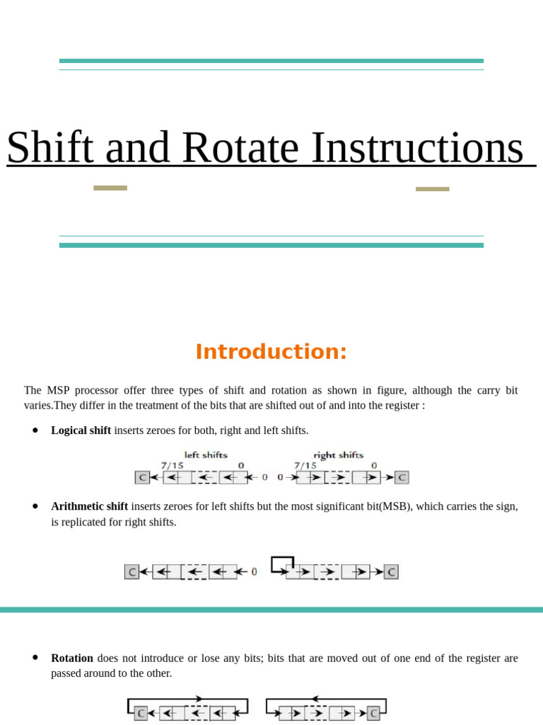 Shift and Rotate Instructions - Flow of Control Instructions | PDF