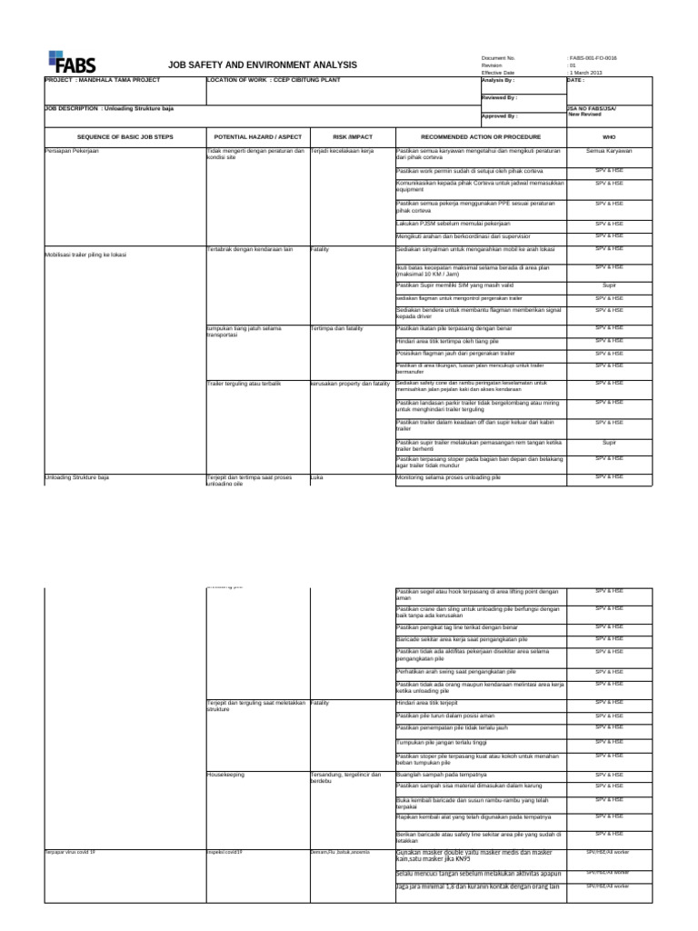 JSA Unloading Pile | PDF