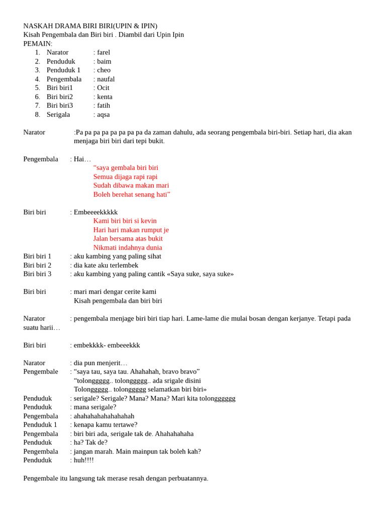 Naskah Drama Biri Biri | PDF