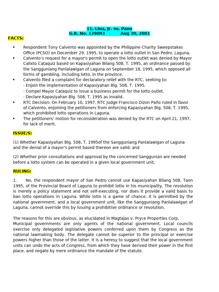 Lina, Jr. vs. Pano | PDF