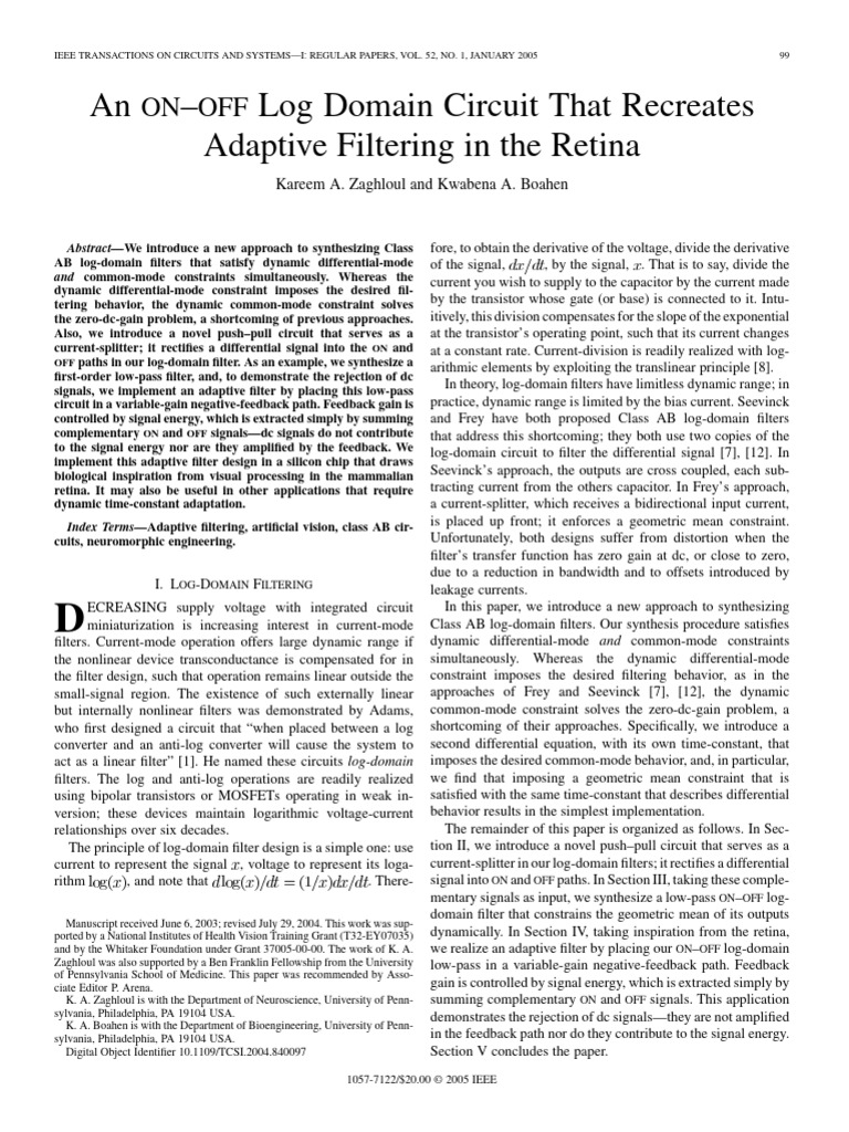 An ON-OFF Log Domain Circuit IEEEtcs - AdaptFilter | PDF