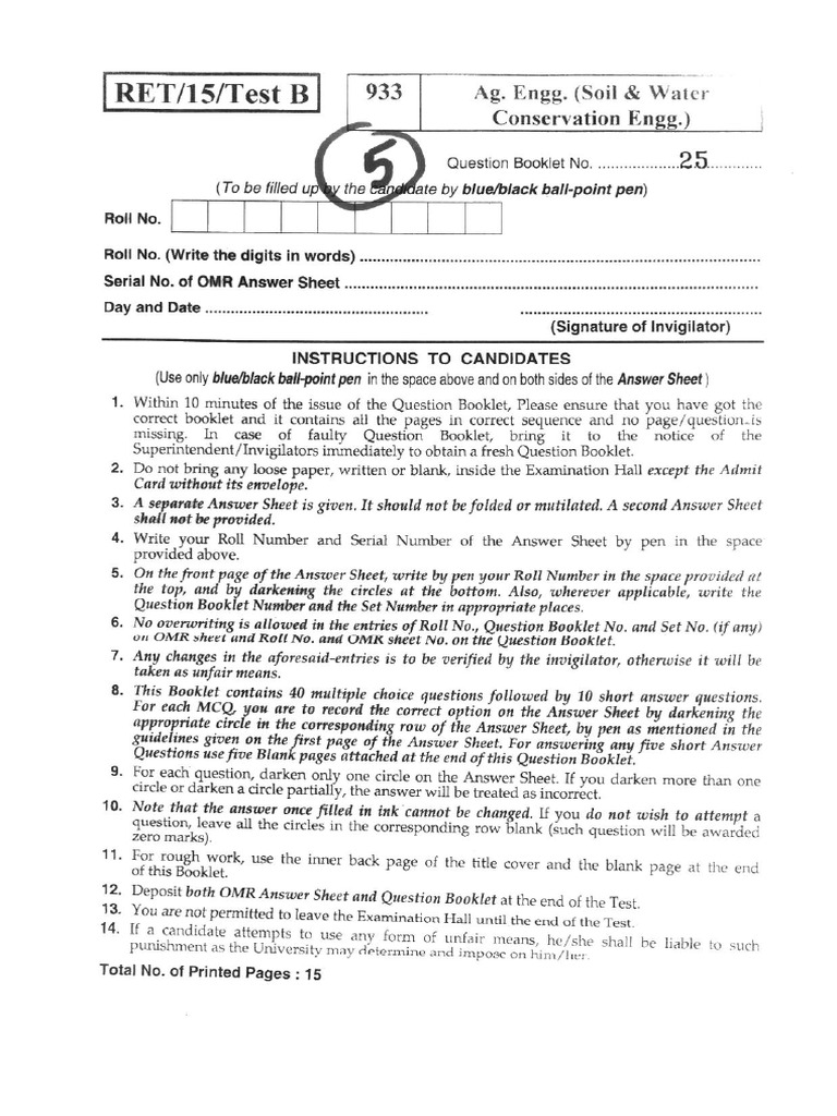 Ag. Engg (Soil - Water Conservation Engg) | PDF