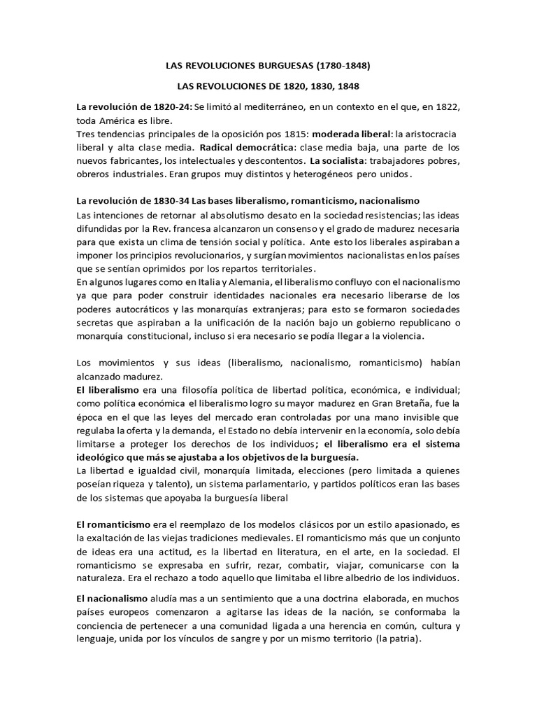 4 Las Revoluciones de 1820, 1830 y 1848 | PDF