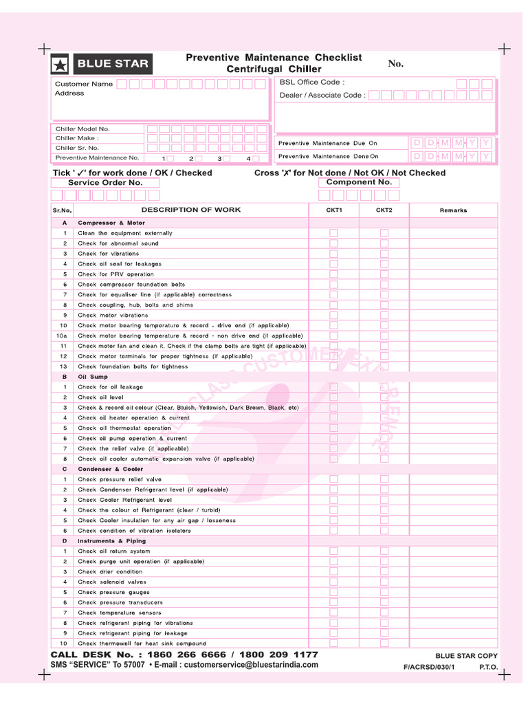 030-centrifugal chiller PM checklist | PDF