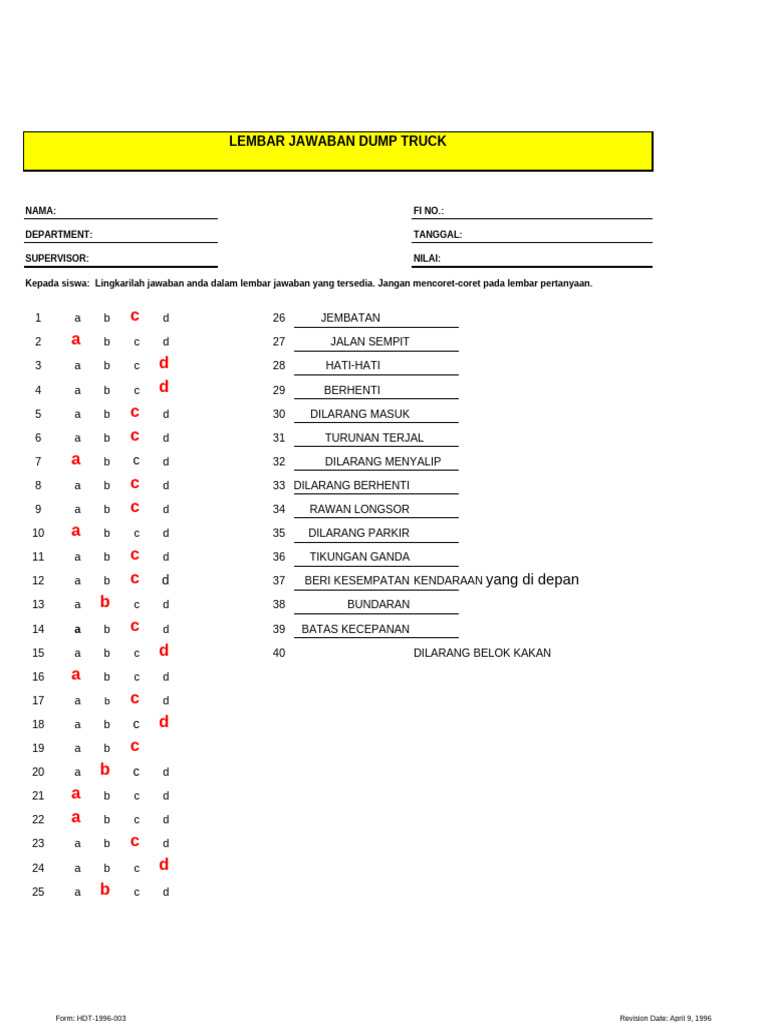 Dump Truck Answer Key | PDF