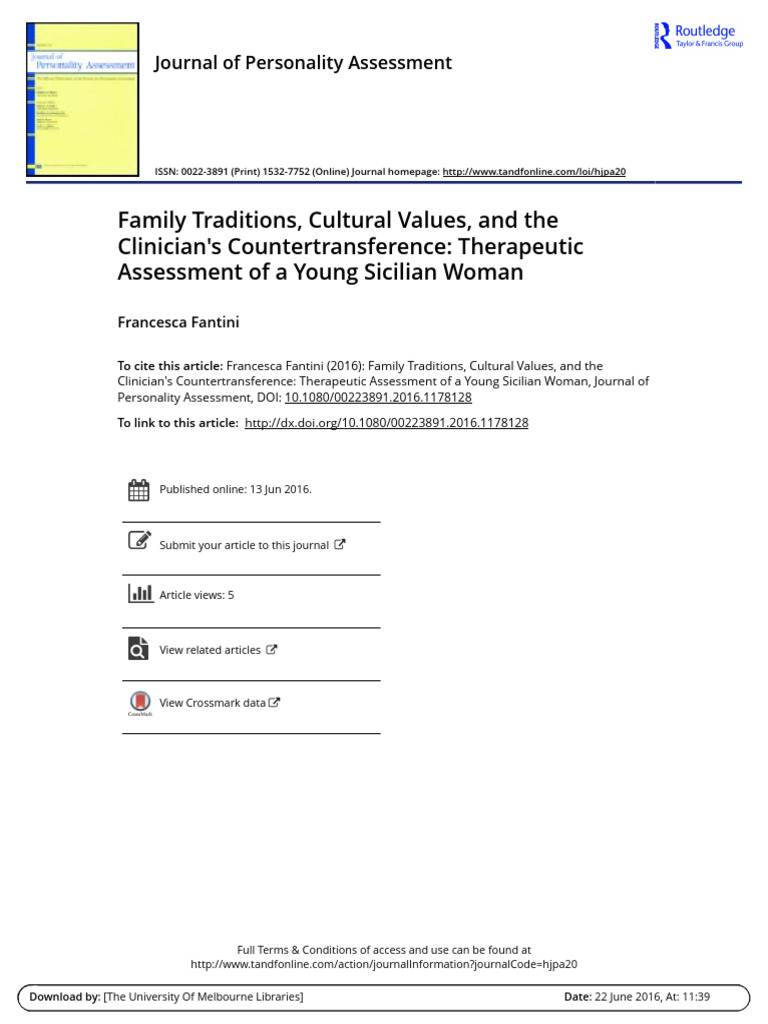 Cultural Values in Therapeutic Assessment | PDF | Clinical Psychology ...