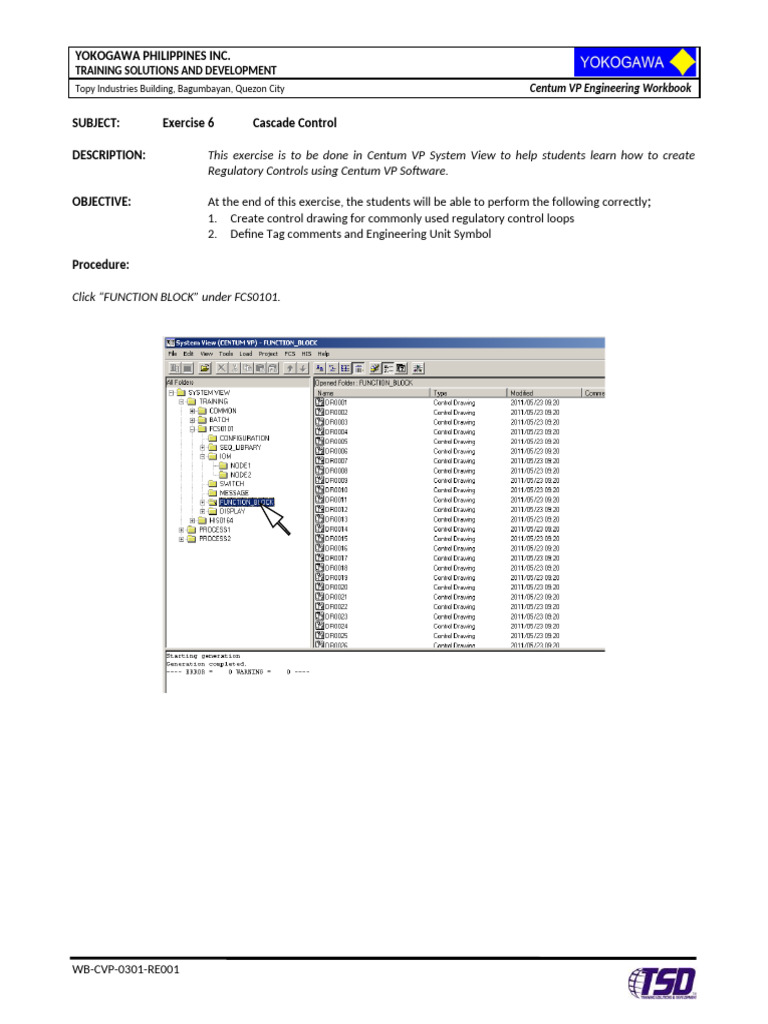 CentumVP Workbook - Exer 6 Cascade Control | PDF