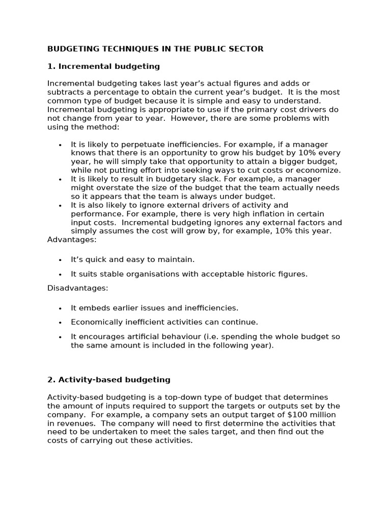 Budgeting Techniques in The Public Sector | PDF