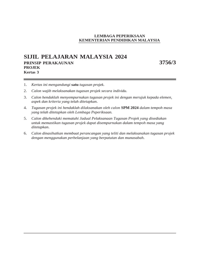 Soalan KK AKAUN SPM 2024 BB | PDF