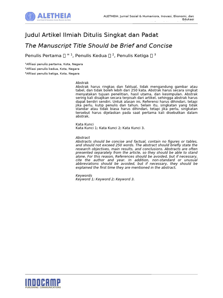 Templat Pengajuan Naskah Aletheia-OTH-1.dotx | PDF