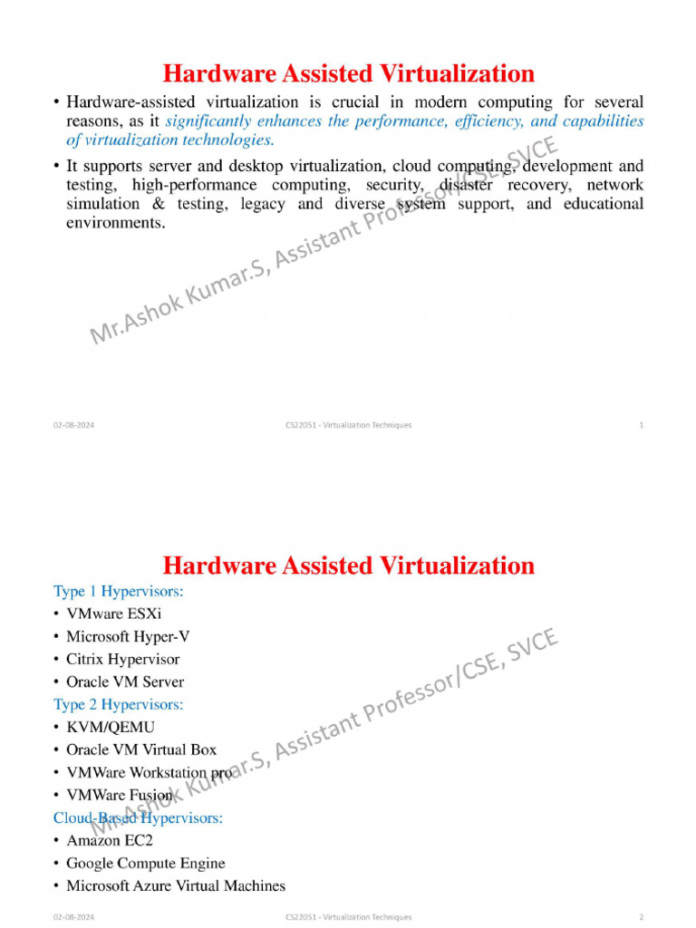Hardware Assisted Virtualization - Class | PDF