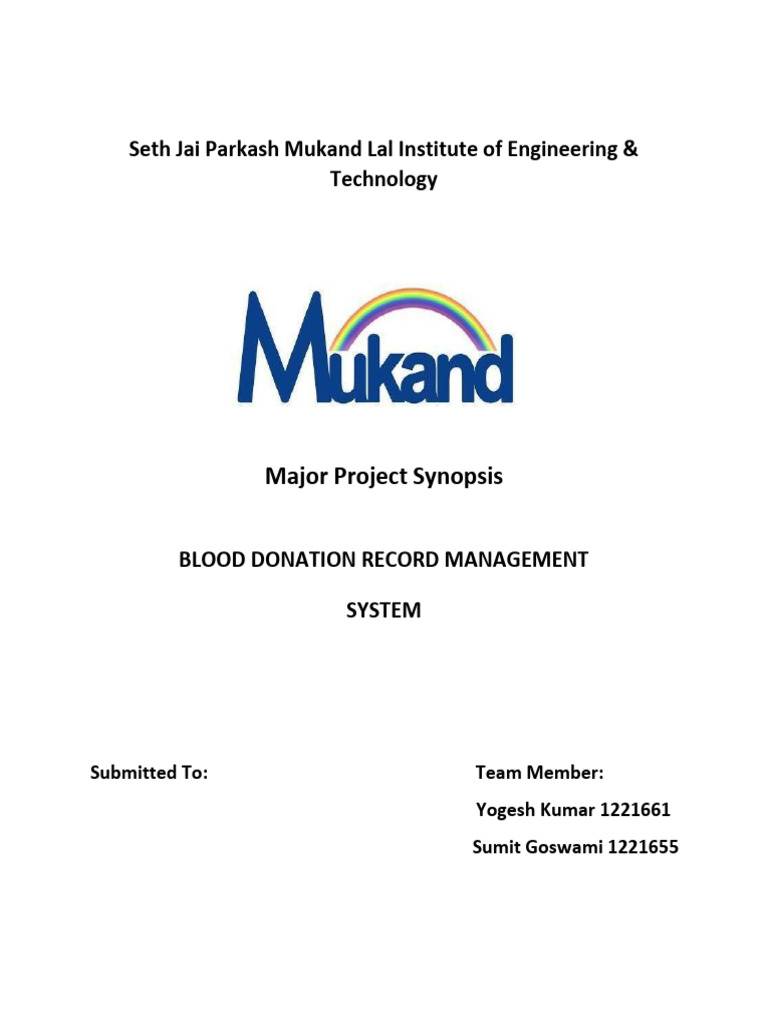 Blood Management Record System | PDF