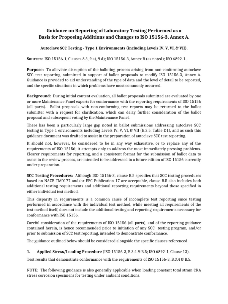 ISO-TC 67 - Reporting Requirements For Autoclave SCC Testing - Final ...