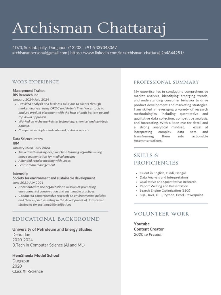 Archisman Resume | PDF