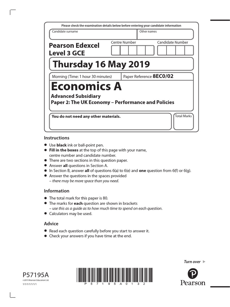 June 2019 QP - Paper 2 Edexcel (A) Economics AS-level | PDF