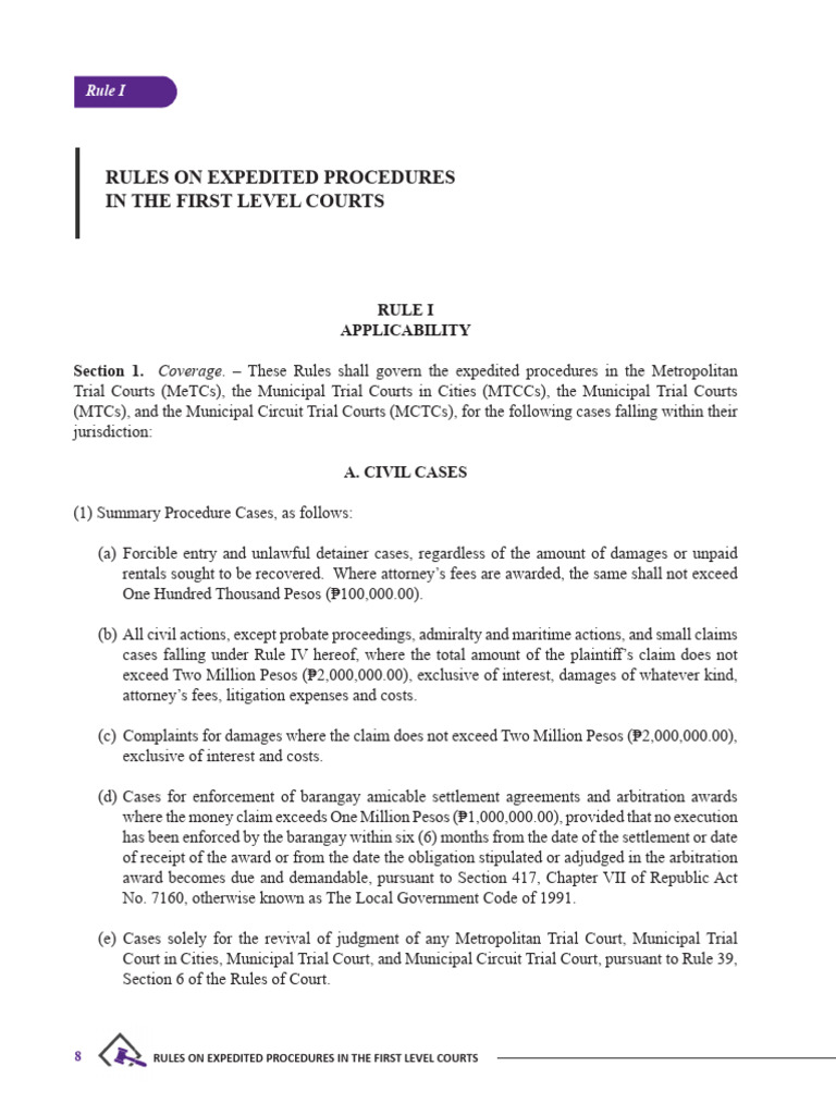 Rules on Expedited Rule 1 | PDF