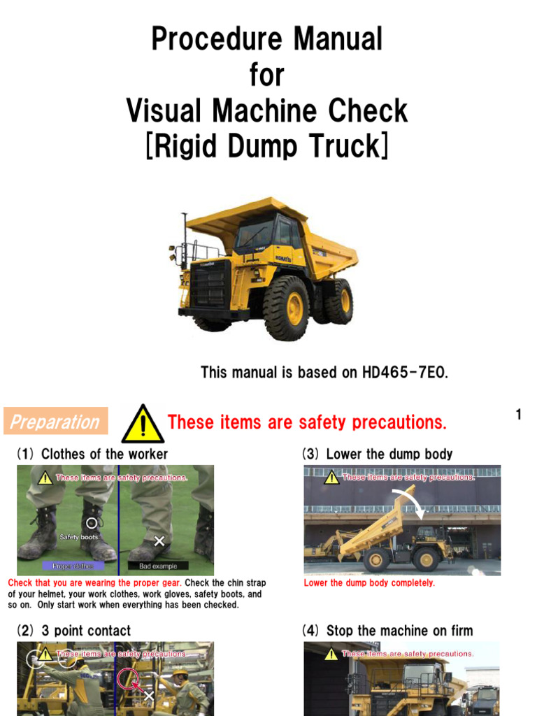 Procedure Manual For Visual Machine Check Rigid Dump Truck | PDF