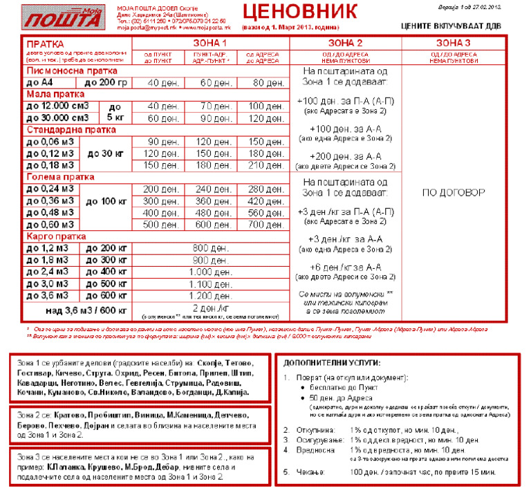 Brza Posta Cenovnik | PDF