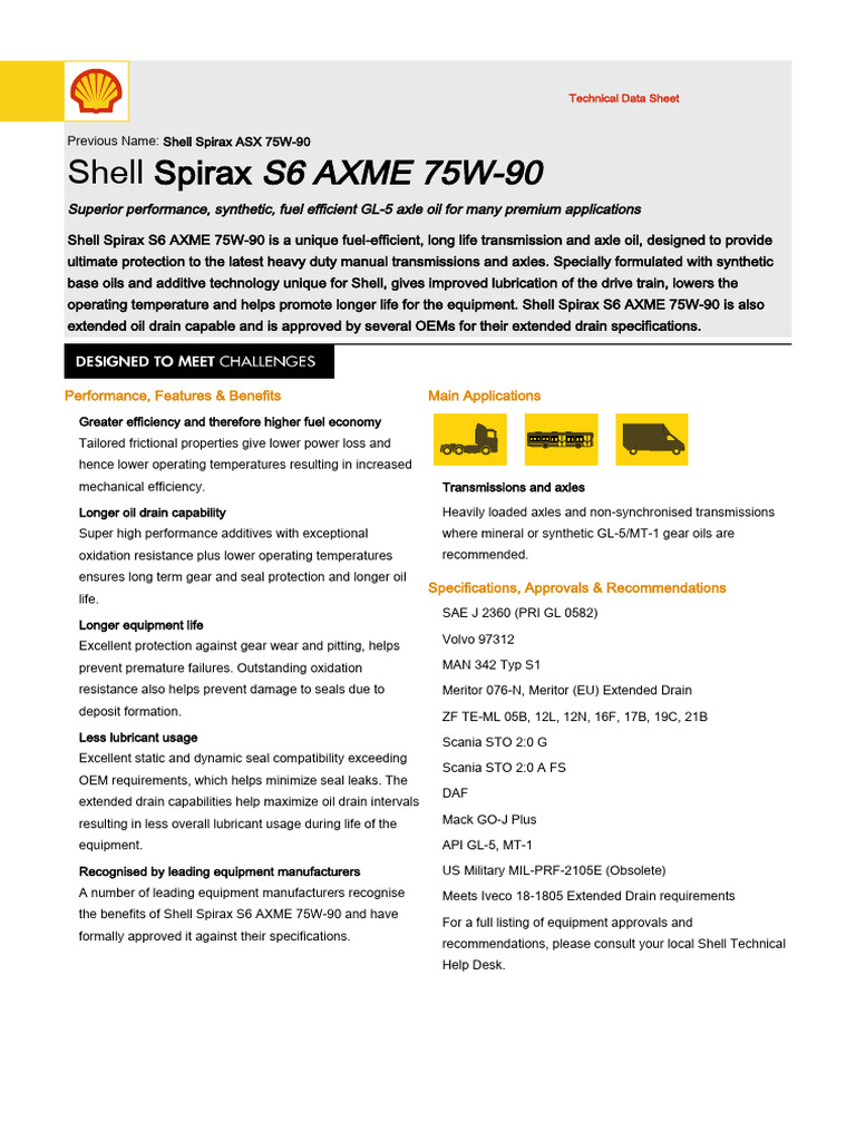 Shell Spirax s6 Ax Me 75w 90 | PDF