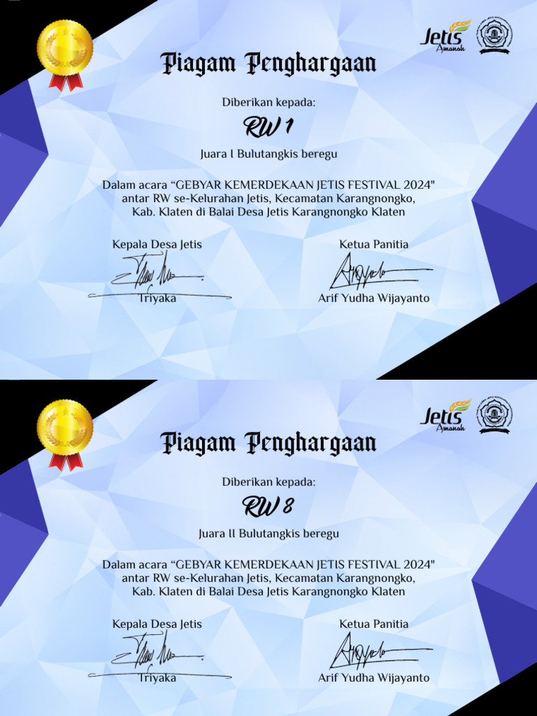 Piagam Badminton 1 | PDF