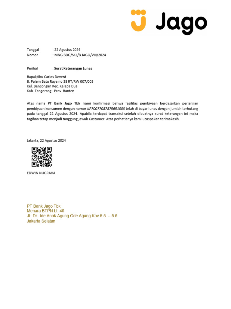 Bank Jago Carlos | PDF