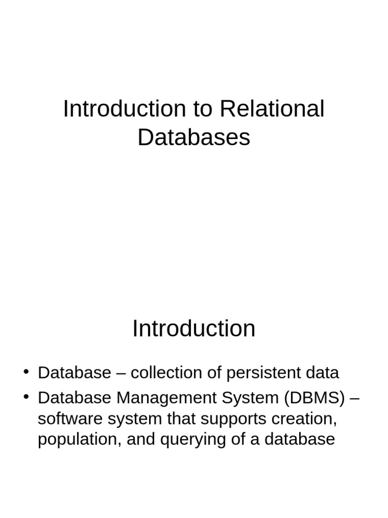 Relational Intro 1 | PDF