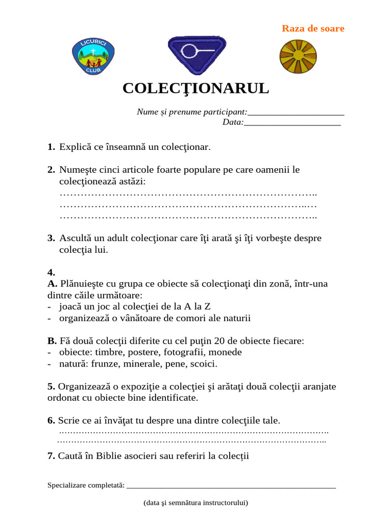 COLECTIONARUL - An II Suplimentar | PDF