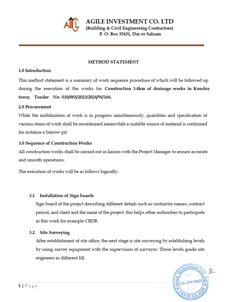 Dom 166 - Method Statement | PDF