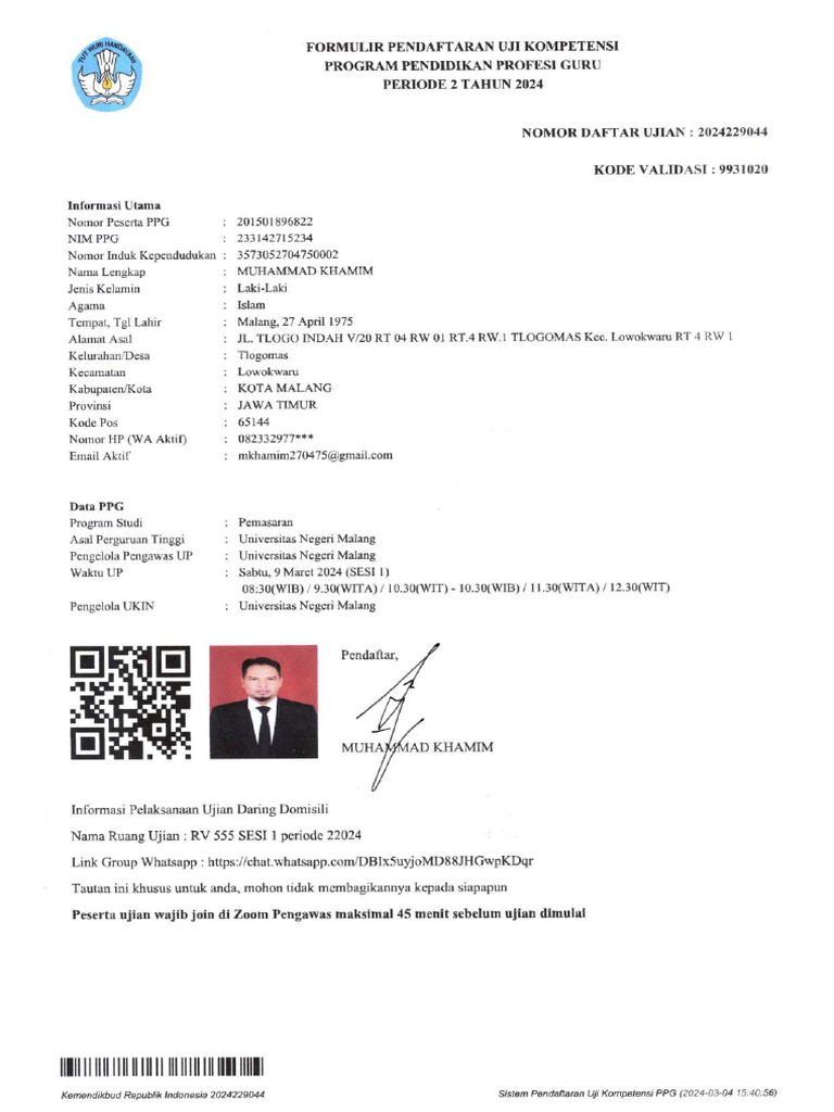 Kartu UKIN & UP (Muhammad Khamim) | PDF