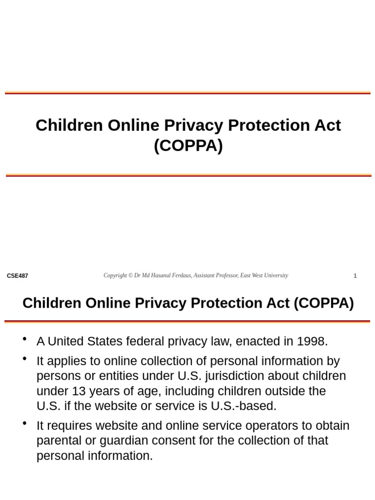 Lecture 10 - Children Online Privacy Protection Act (COPPA) | PDF ...