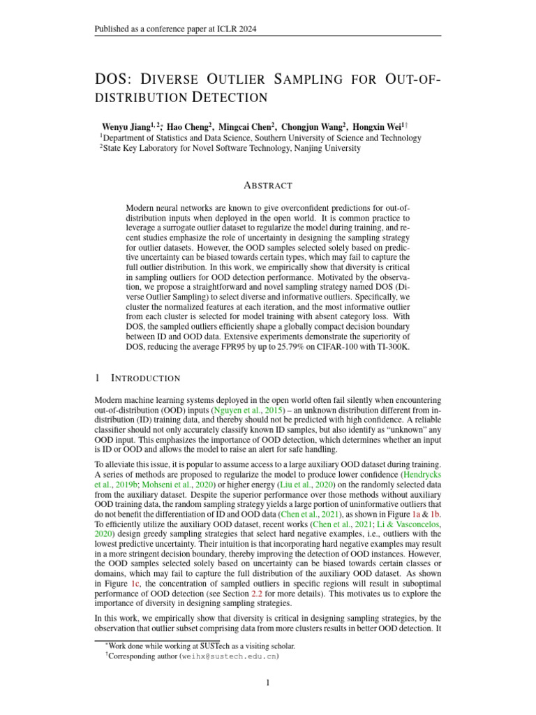 Jiang 2024 Iclr DIVERSE OUTLIER SAMPLING Det Ood | PDF