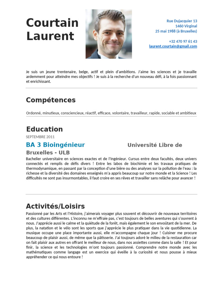 CV Laurent Courtain Aout Horeca 2024 | PDF