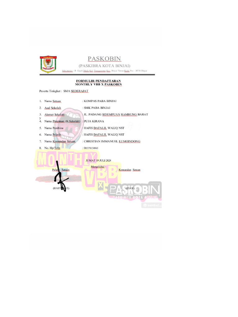 Formulir SMK Paba Binjai | PDF