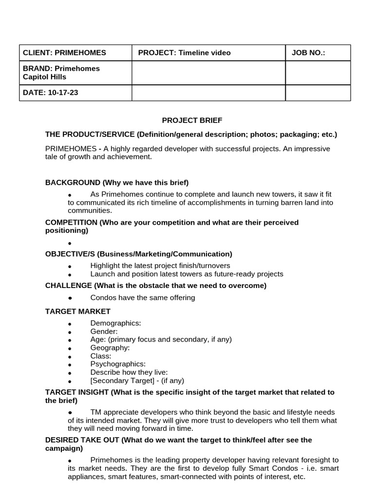 Primehomes Project Brief | PDF