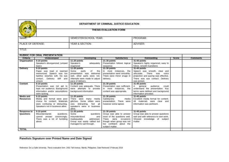 Rubric For Oral Presentation | PDF | Cognition | Human Communication