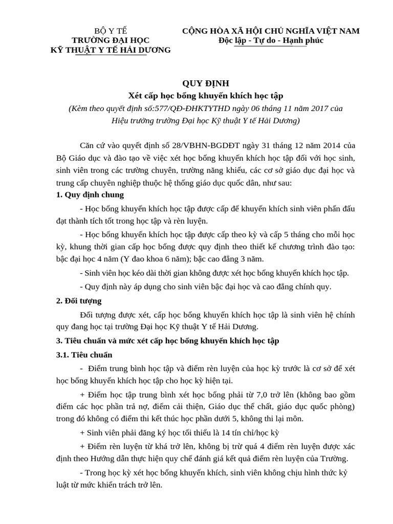 Quy Dinh Xet Hoc Bong | PDF