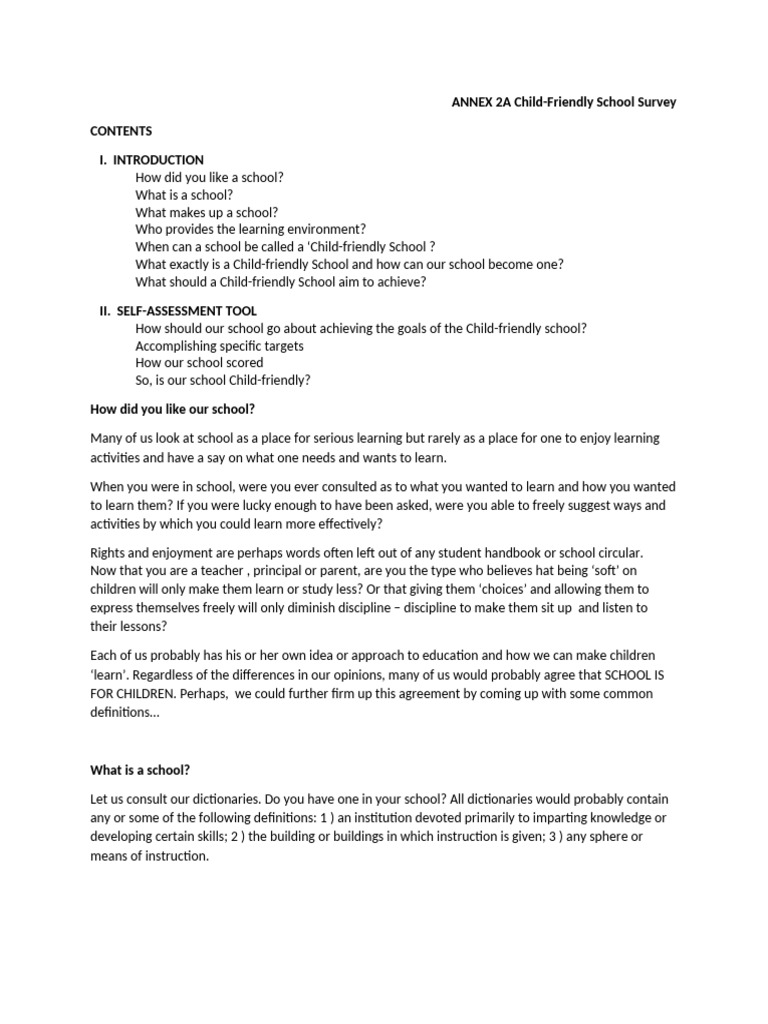 Child-Friendly School Survey | PDF