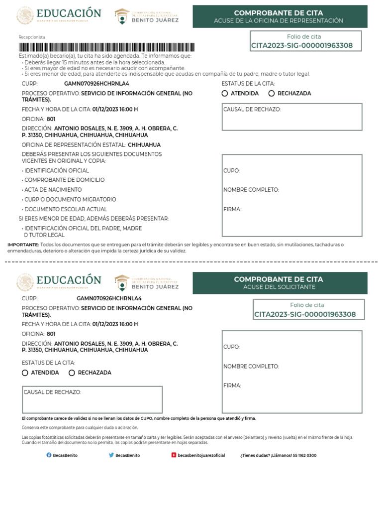 Acuse - CITA2023 SIG 000001963308 | PDF