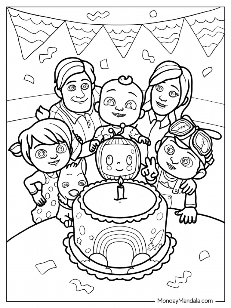 JJ-Birthday-Party-With-Family-Coloring-Sheet | PDF