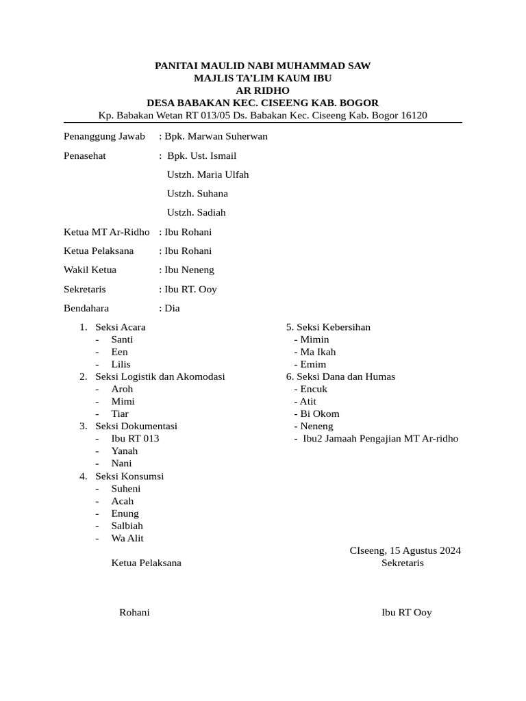 Struktur Kepanitiaan | PDF