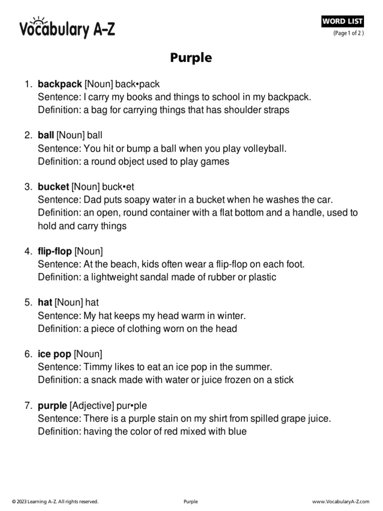 Purple Vocab | PDF