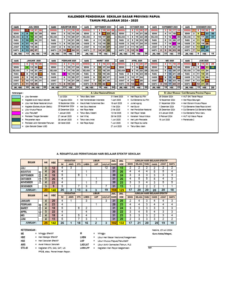 Kalender Pendidikan 2024-2025 | PDF