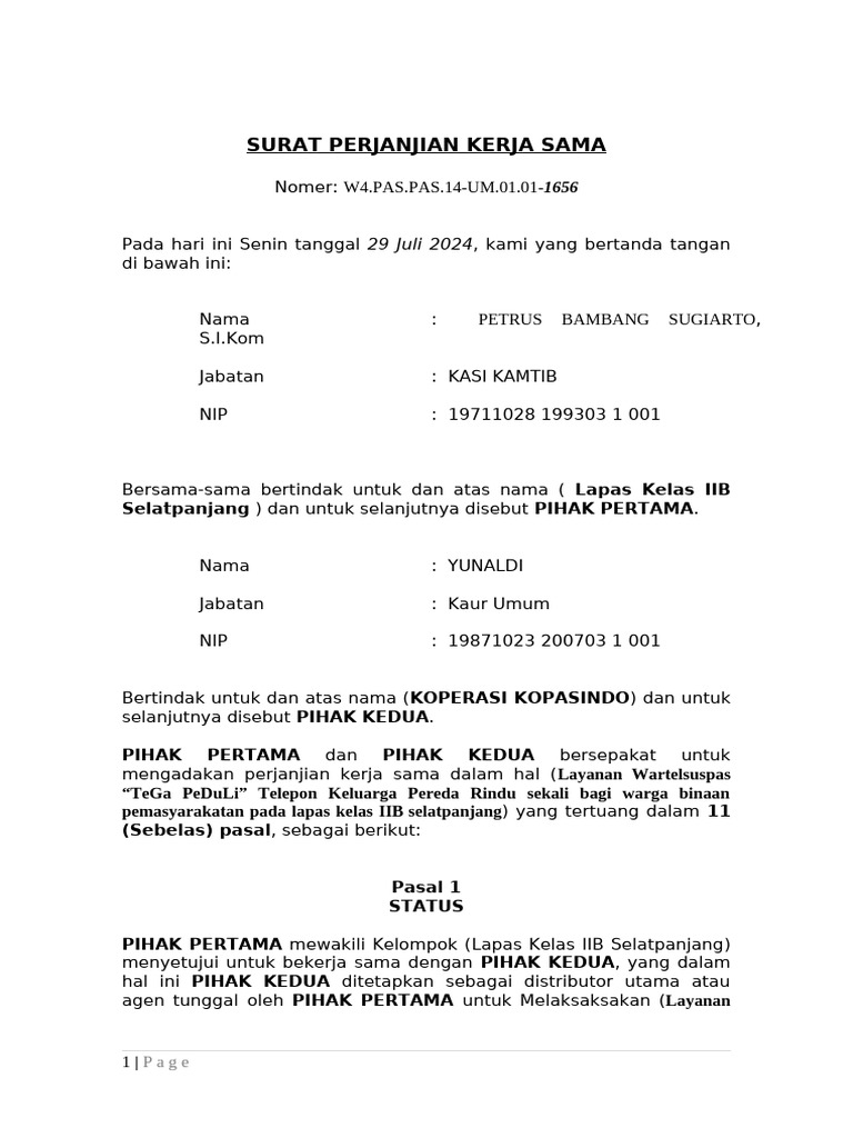Pks Perjanjian Kerja Sama Pdf