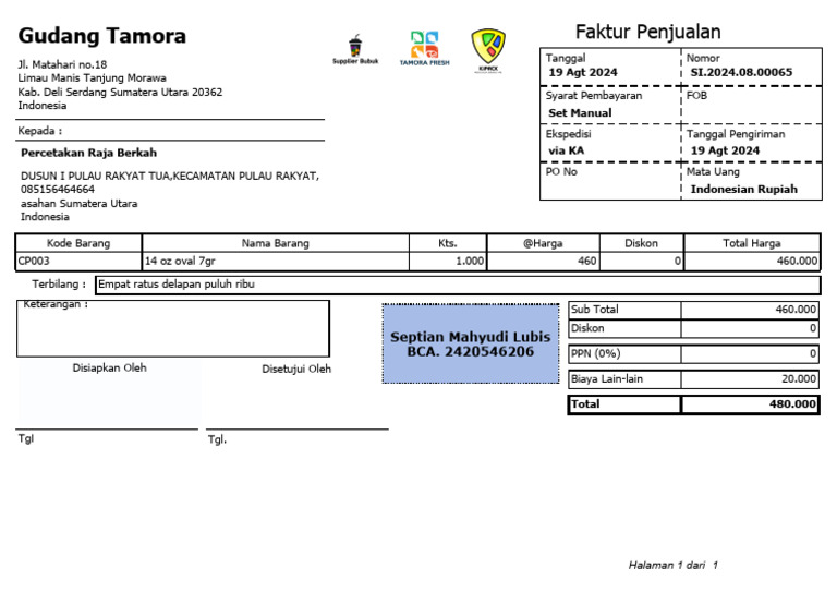 Contoh Bon Faktur Faktur Rajaberkah | PDF