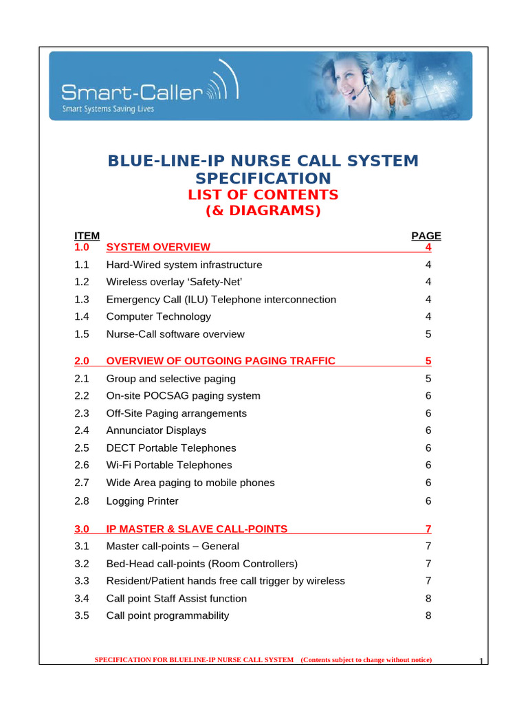 BlueLine IP Nurse Call System Specification 24 6 2017 | PDF