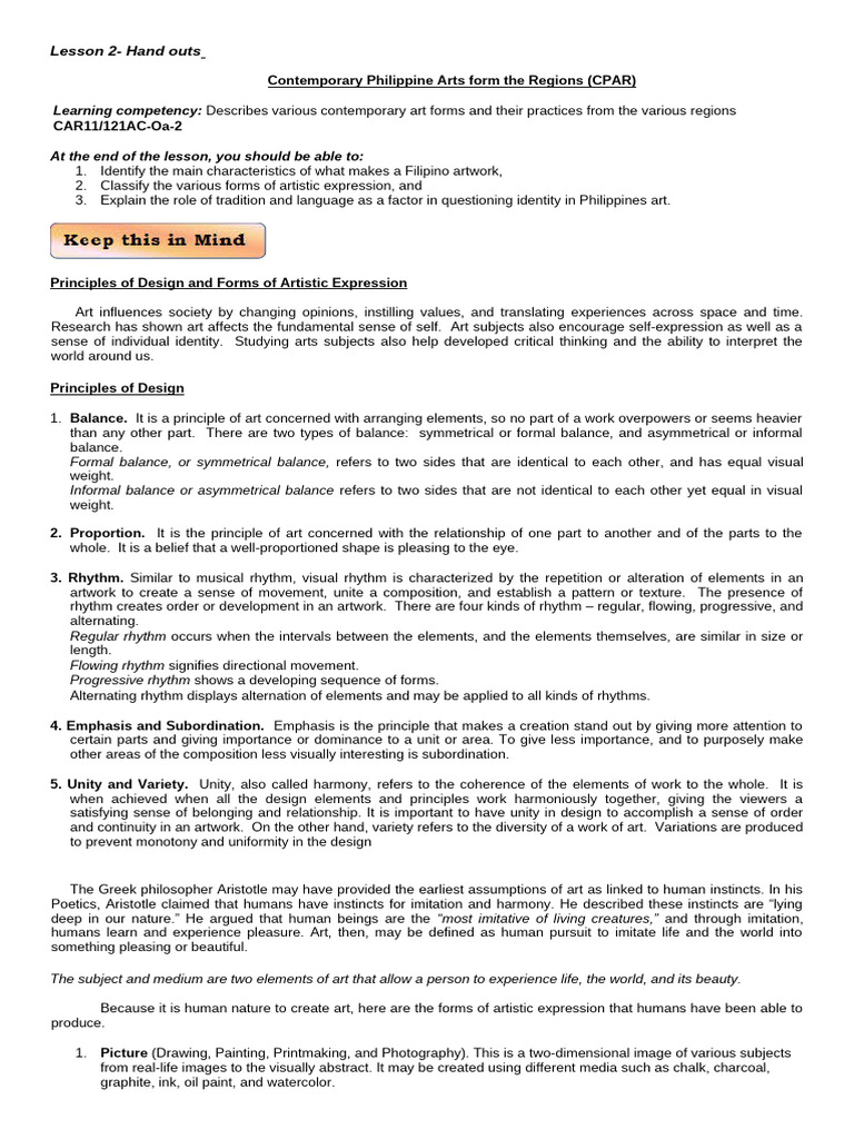 Lesson 2 Hand Outs | PDF