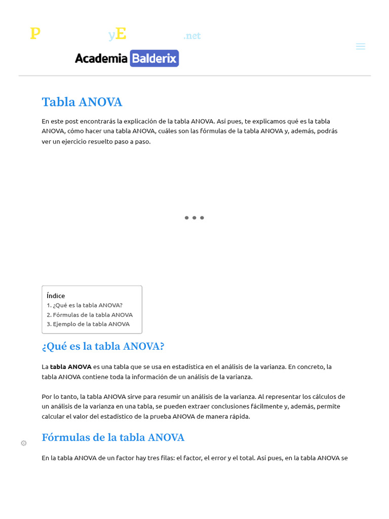 Tabla ANOVA | PDF