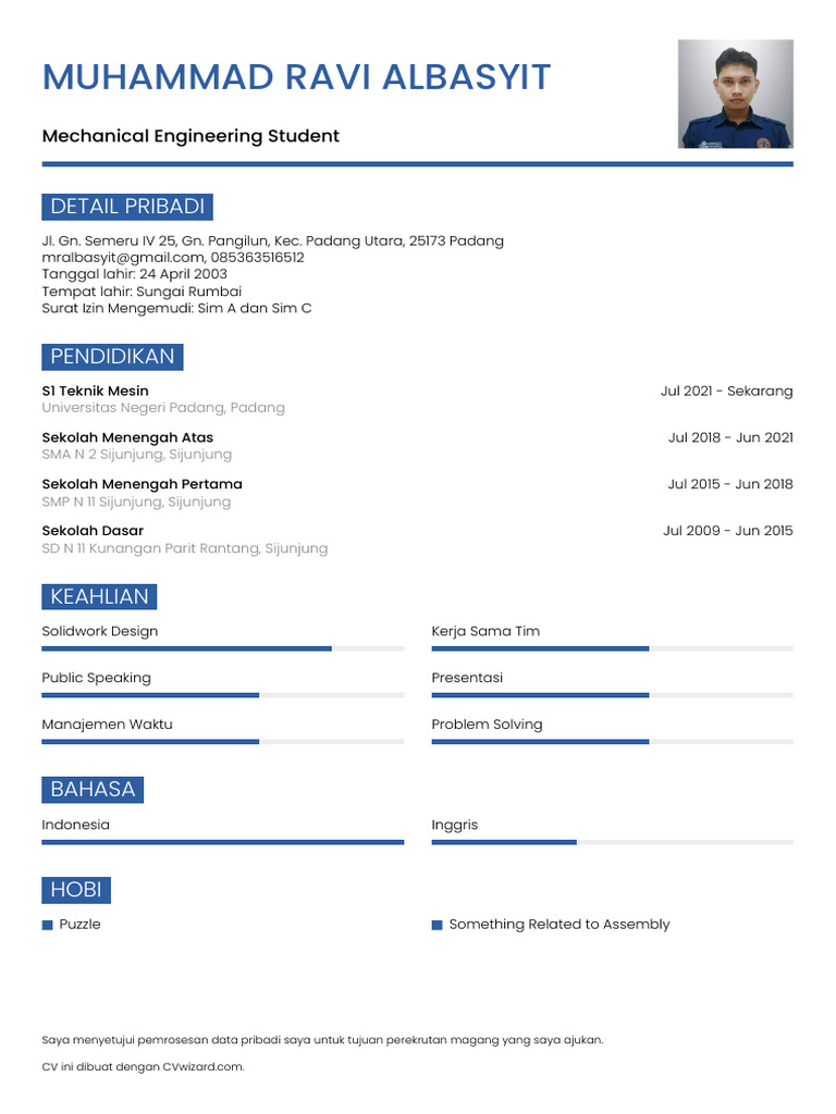 CV Muhammad Ravi Albasyit | PDF