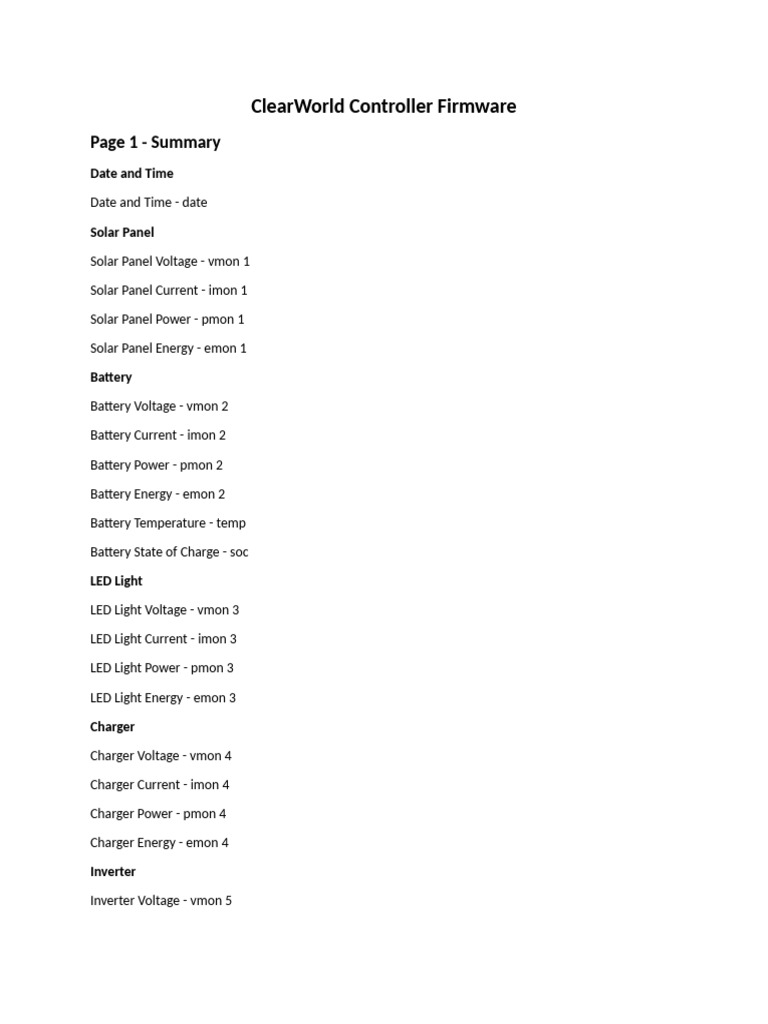 ClearWorld Controller Firmware | PDF